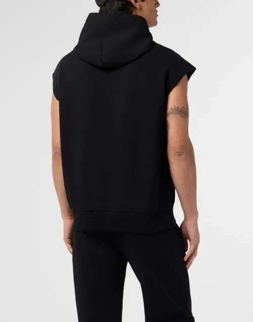 PLEIN SPORT Sleeveless Hoodie Vest Icon - Black