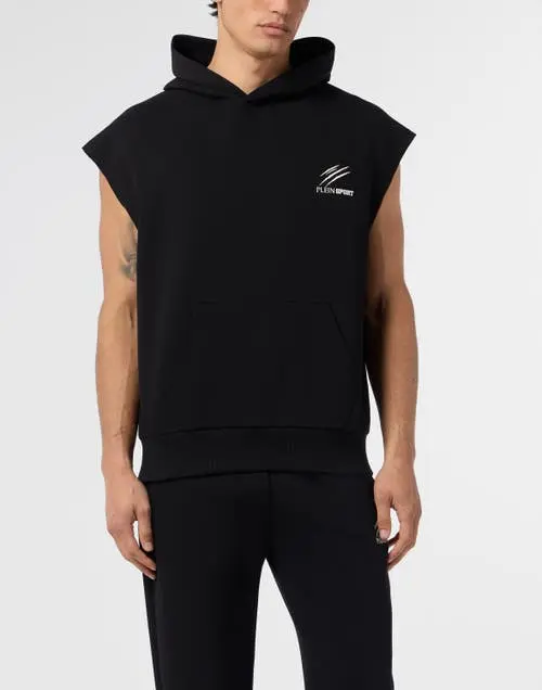 PLEIN SPORT Sleeveless Hoodie Vest Icon - Black