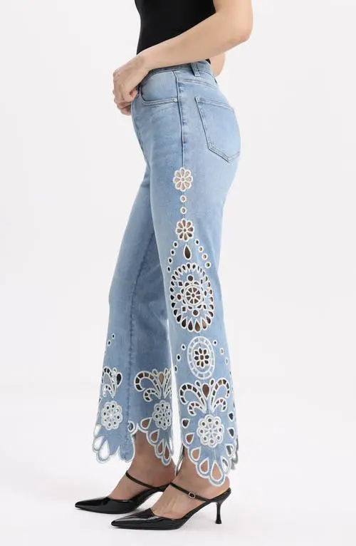 BAYEAS Eyelet High Waist Flare Jeans