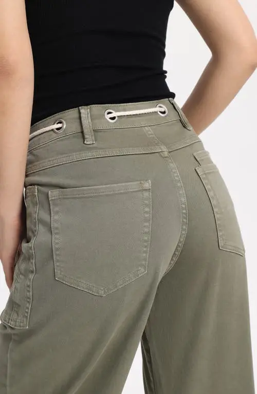 BAYEAS High Waist Drawstring Barrel Leg Jeans - Green
