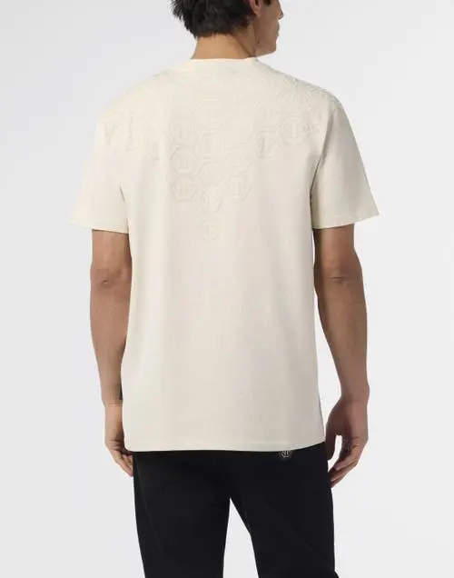 Philipp Plein Round Neck T-shirt Degrade Monogram Monogram - Beige