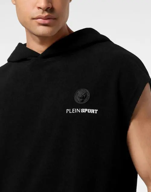 PLEIN SPORT Sponge Sleeveless Hoodied Vest