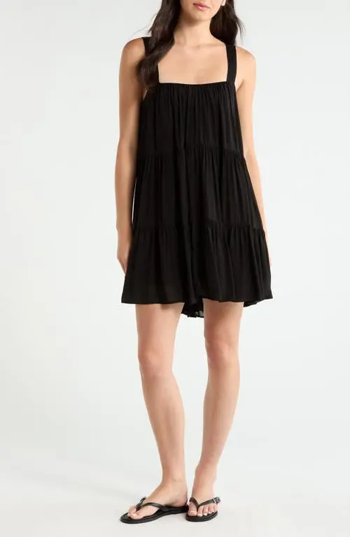 Elan Tiered Cover-up Dress - Black