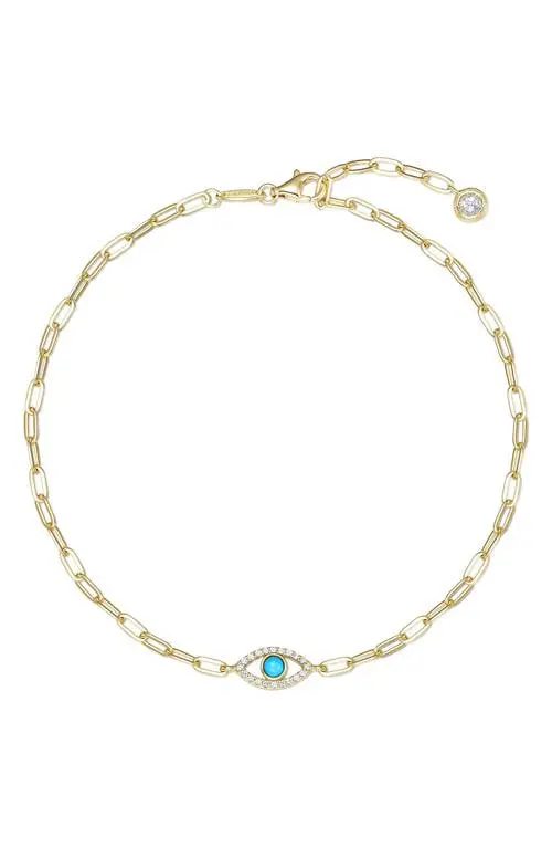 Lafonn Classic Evil Eye Simulated Diamond Anklet - Turquoise