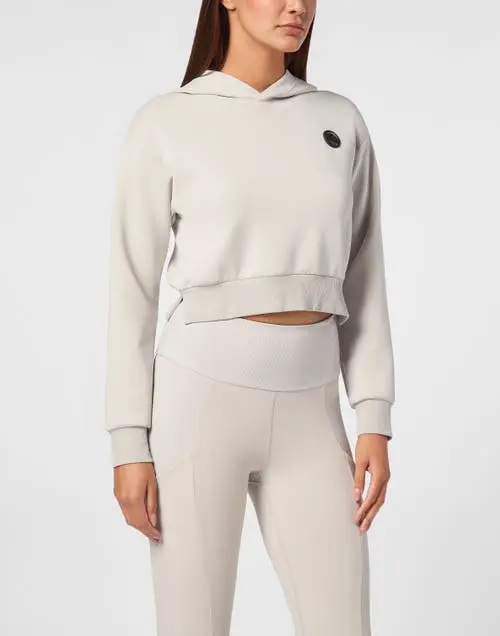 PLEIN SPORT Cropped Fleece Hoodie - Grey