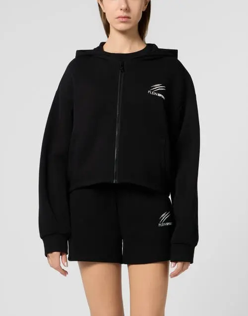 PLEIN SPORT Icon Scratch Zip Hoodie - Black