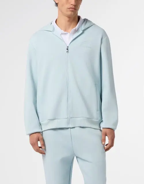 PLEIN SPORT Pique Zip Hoodie Icon - Lightblue