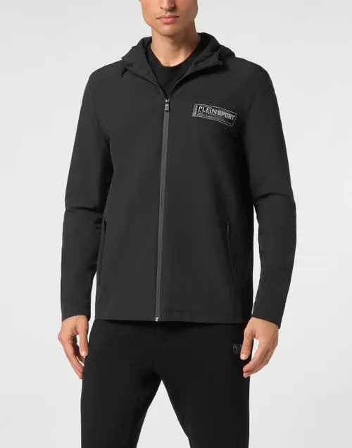 PLEIN SPORT Nylon Hooded Windbreaker Jacket - Black
