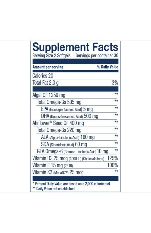 WILEY'S FINEST Omega-3 60 Softgels With Plant-based Algae Oil