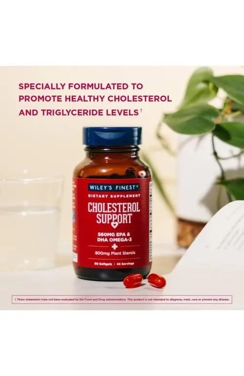 WILEY'S FINEST Cholesterol Support Heart Health Omega-3 Softgels 90 Softgels