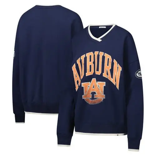 '47 47 Auburn Tigers Clubhouse Daze Eighties V-neck Pullover Sweatshirt - Navy