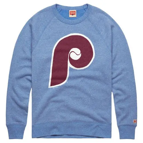 HOMAGE Philadelphia Phillies Cooperstown Collection Raglan Tri-blend Sweatshirt - Light Blue