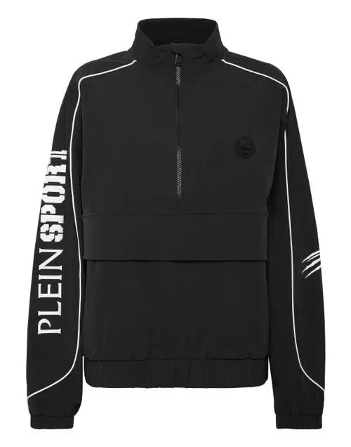 PLEIN SPORT Nylon Piping Anorak With Long Sleeves - Black