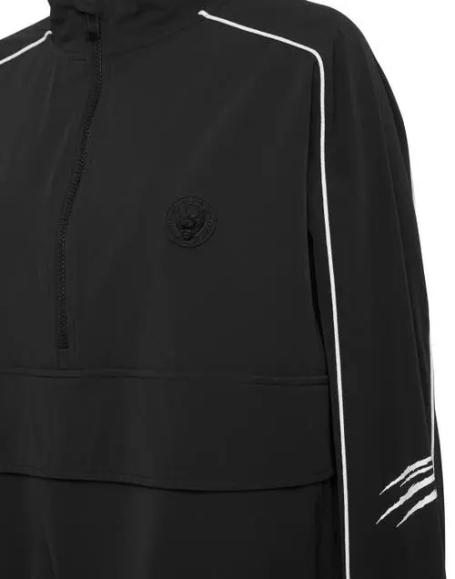 PLEIN SPORT Nylon Piping Anorak With Long Sleeves - Black