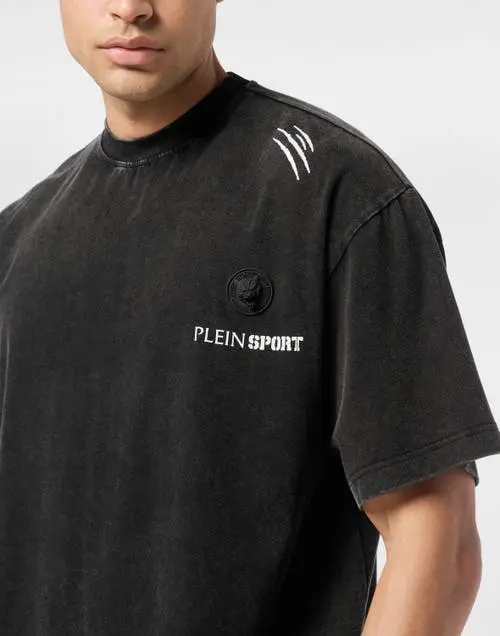 PLEIN SPORT Cotton Round Neck T-shirt Cold Dye - Black