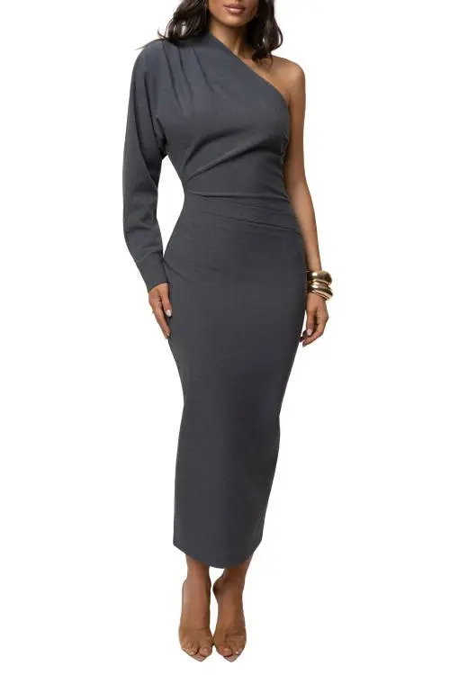 JLUXLABEL Racheal One Shoulder Midi Dress - Grey