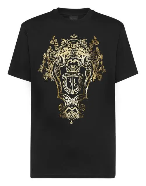 BILLIONAIRE T-shirt Round Neck Logo Crest - Black