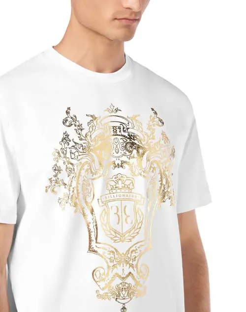 BILLIONAIRE T-shirt Round Neck Logo Crest - White