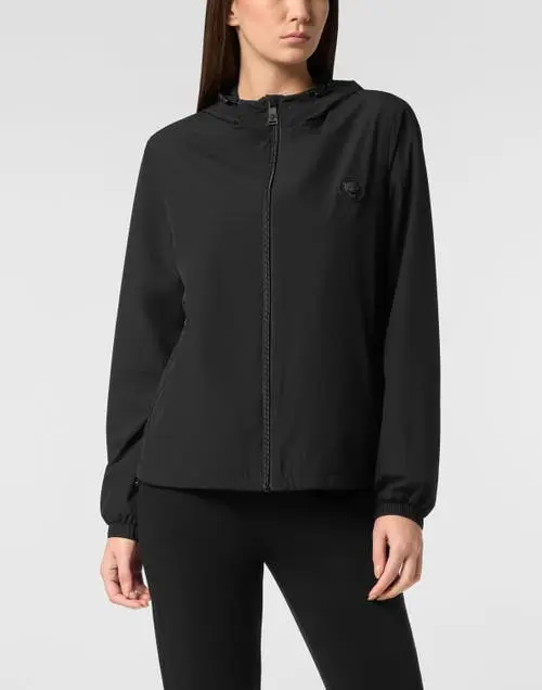 PLEIN SPORT Hooded Lightweight Running Jacket - Black