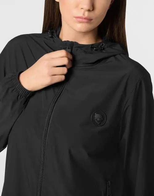 PLEIN SPORT Hooded Lightweight Running Jacket - Black