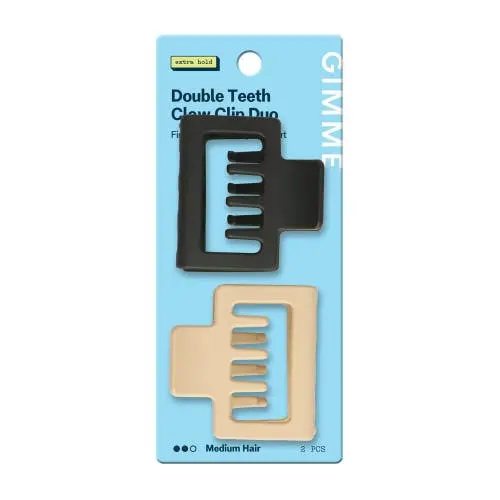 GIMME BEAUTY Square Double Teeth Claw Clip Duo - Beige