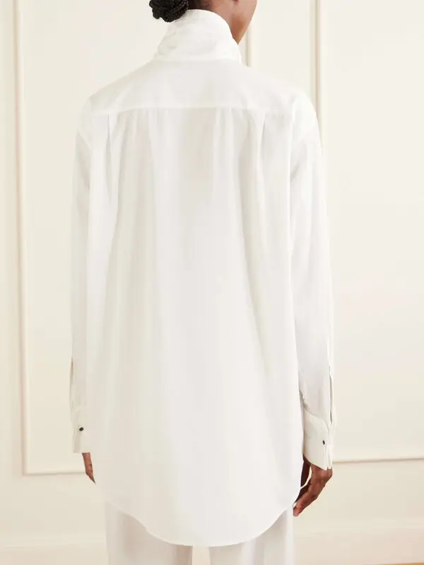 Phoebe Philo Pussy-bow Cotton-poplin Shirt