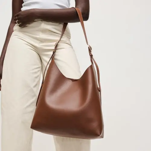 URBAN EXPRESSIONS Maria Hobo Shoulder Bag With Adjustable Strap - Chocolate