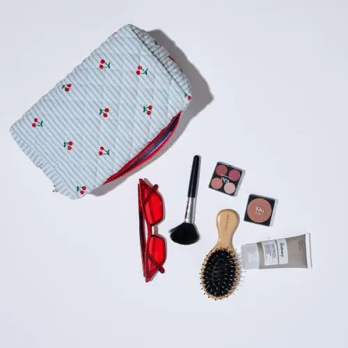 URBAN EXPRESSIONS Cherry Lane Cosmetic & Travel Organizer Pouch - Blue Cherry