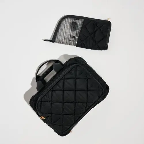 URBAN EXPRESSIONS Quilted Nylon Travel Organizer With Dual Handles - Black