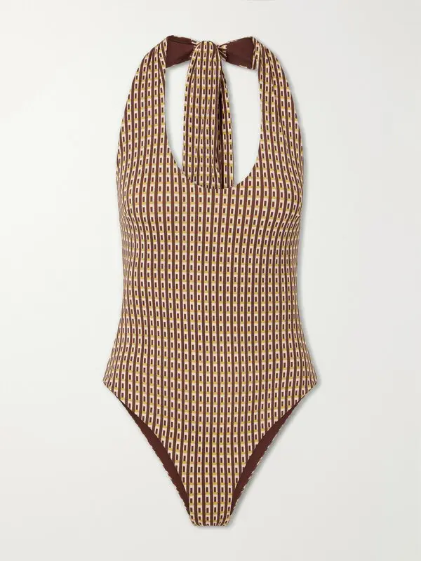 SIR. Cooper Halterneck Swimsuit - Brown