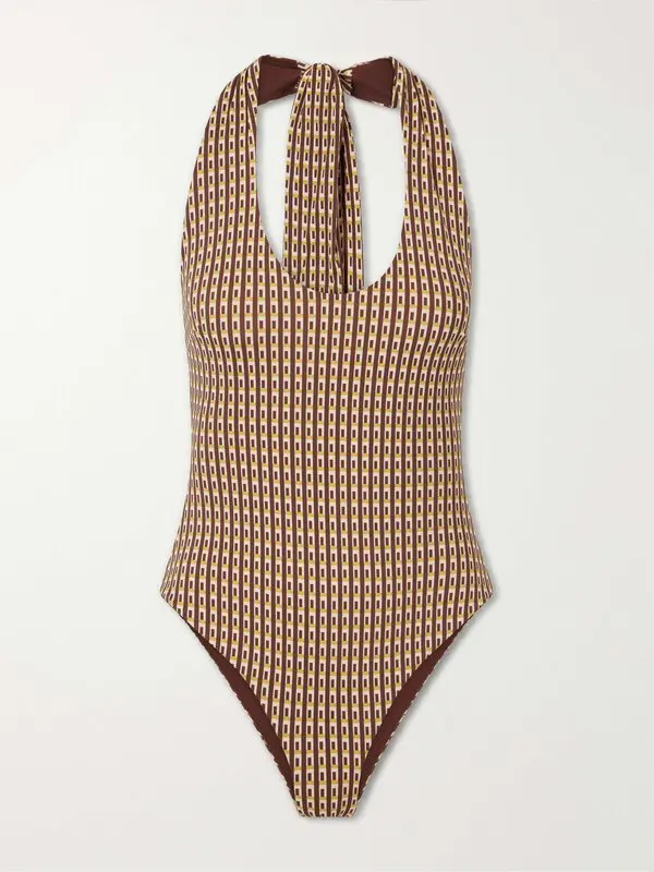 SIR. Cooper Halterneck Swimsuit - Tan