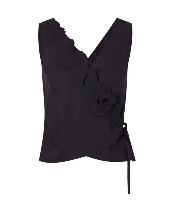 SIR. Klara Broderie Anglaise Cotton Wrap Top
