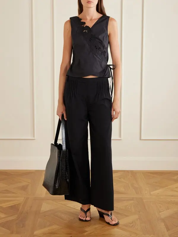 SIR. Klara Broderie Anglaise Cotton Wrap Top