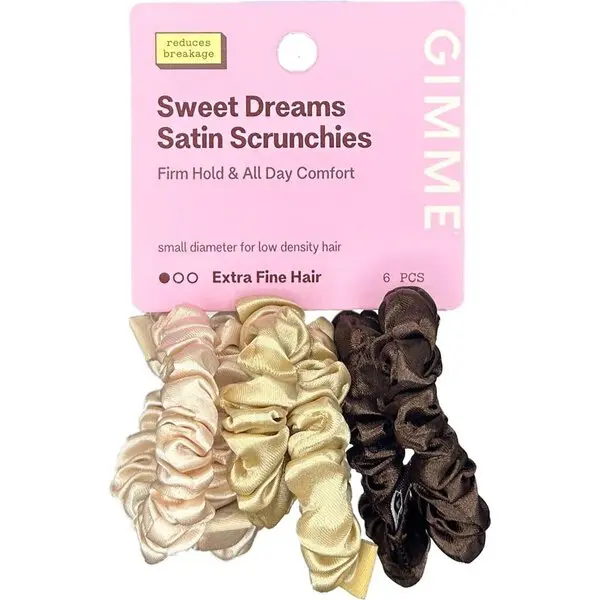 GIMME BEAUTY Slim Satin Hair Scrunchies - Brown