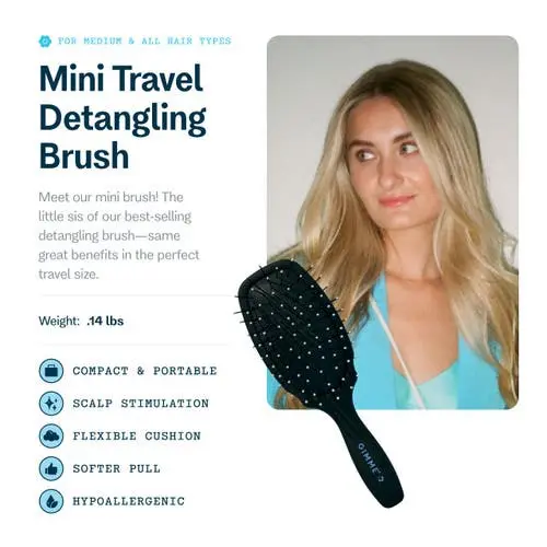 GIMME BEAUTY Mini Travel Detangler Brush With Anti-static