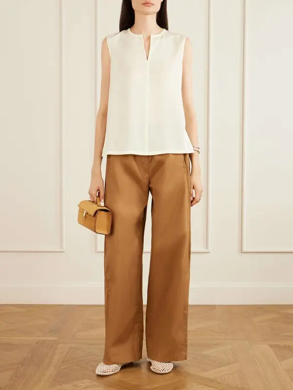 Theory Cotton-poplin Wide-leg Pants