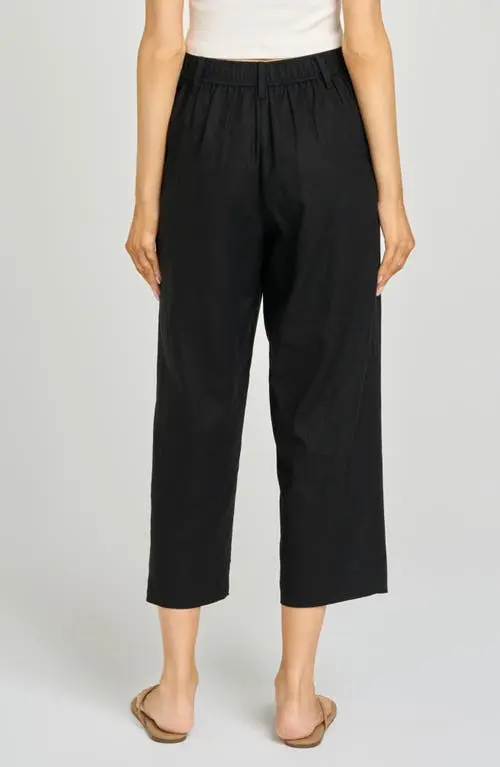 WAYF Stevie Linen Blend Crop Pants - Black