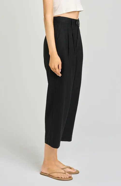 WAYF Stevie Linen Blend Crop Pants - Black