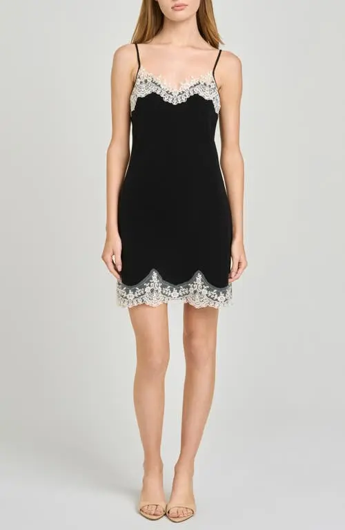 WAYF Isabelle Lace Trimmed Slip Dress - Black