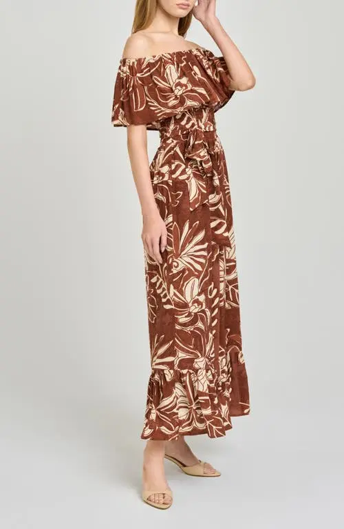 WAYF Off-the-shoulder Floral Print Maxi Dress