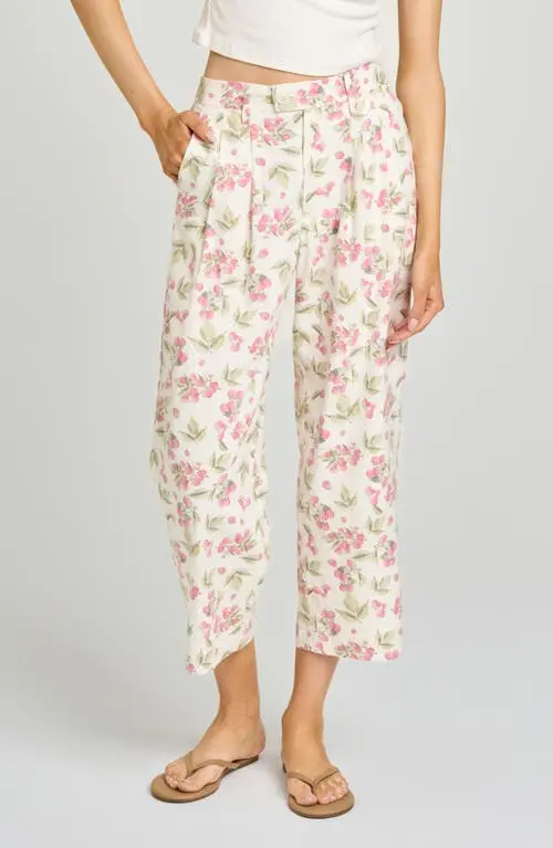 WAYF Stevie Raspberry Print Crop Pants - Garden Raspberry