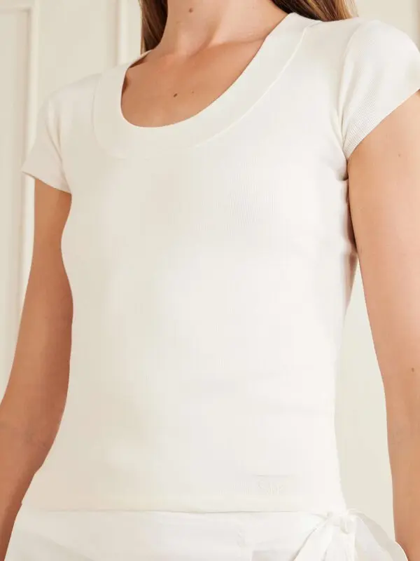 SIR. Mikkel Ribbed Wool T-shirt - Ivory