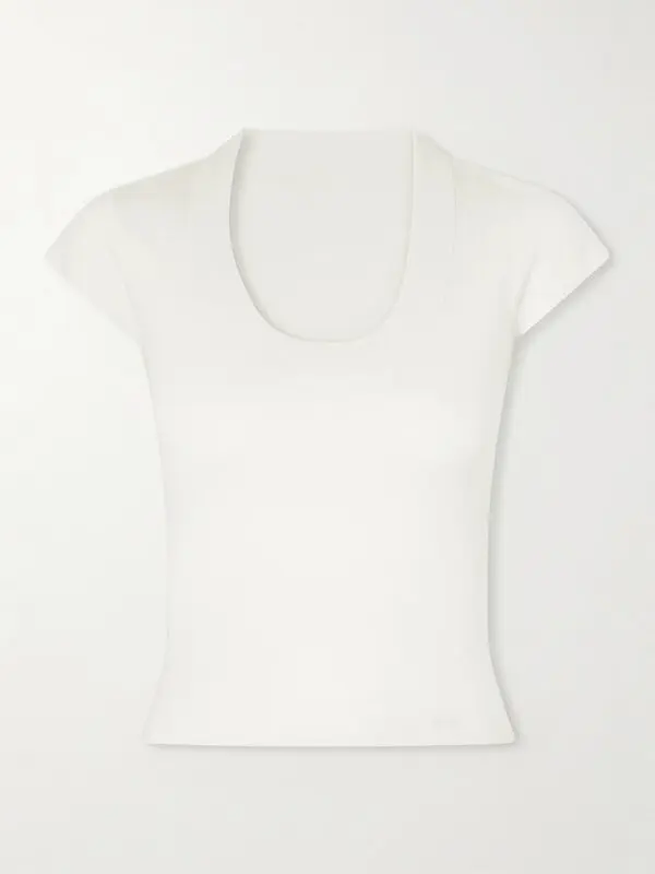 SIR. Mikkel Ribbed Merino Wool T-shirt With Cap Sleeves - Neutrals