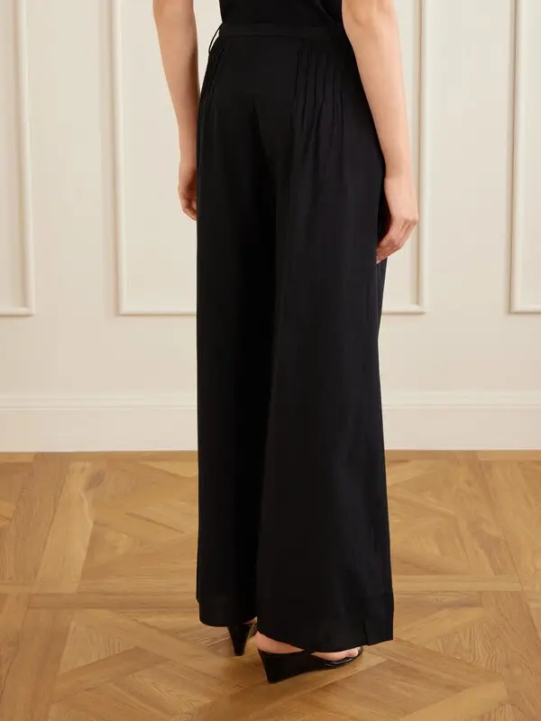 SIR. Beatrice Pintucked Cotton Wide-leg Pants - Black