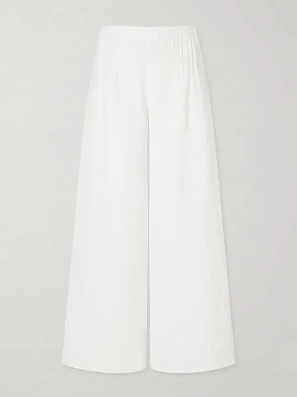 SIR. Beatrice Pintucked Cotton Wide-leg Pants - Neutrals