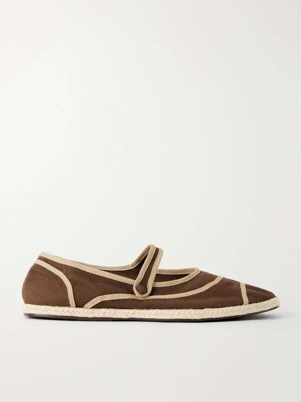 Staud Nora Canvas Espadrille Mary Jane Flats