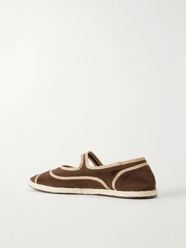 Staud Nora Canvas Espadrille Mary Jane Flats - Brown