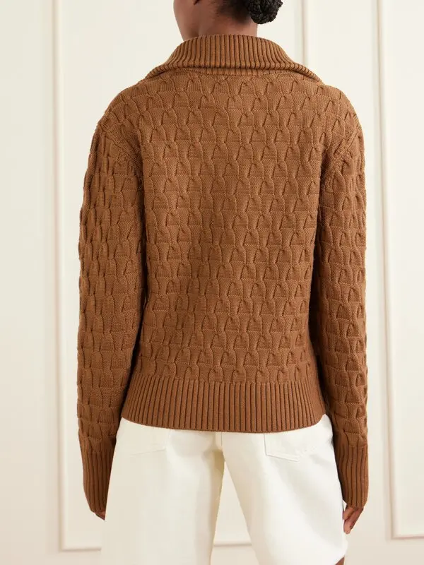 WALES BONNER Acoustic Knitted Wool Half-zip Turtleneck Sweater