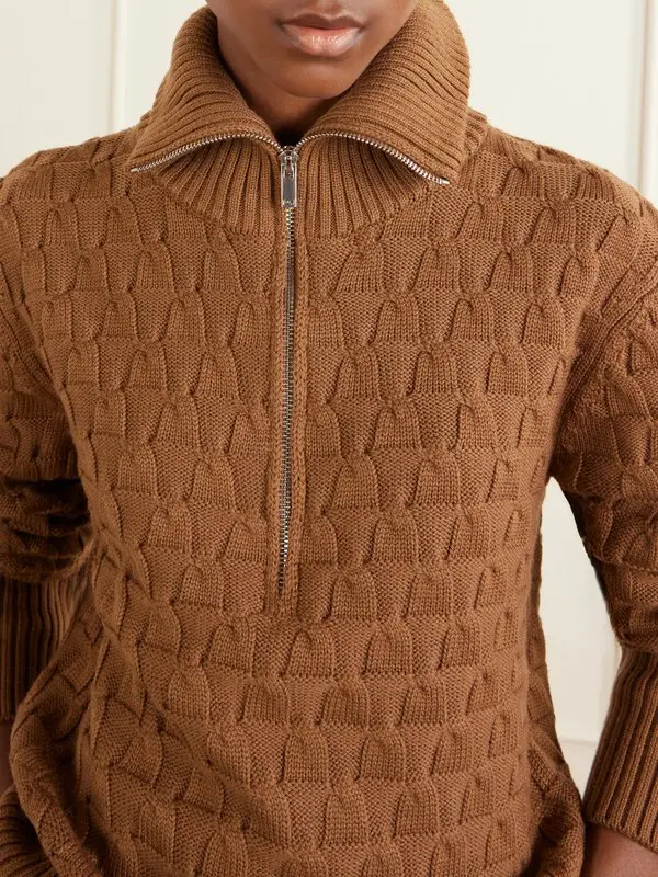 WALES BONNER Acoustic Knitted Wool Half-zip Turtleneck Sweater