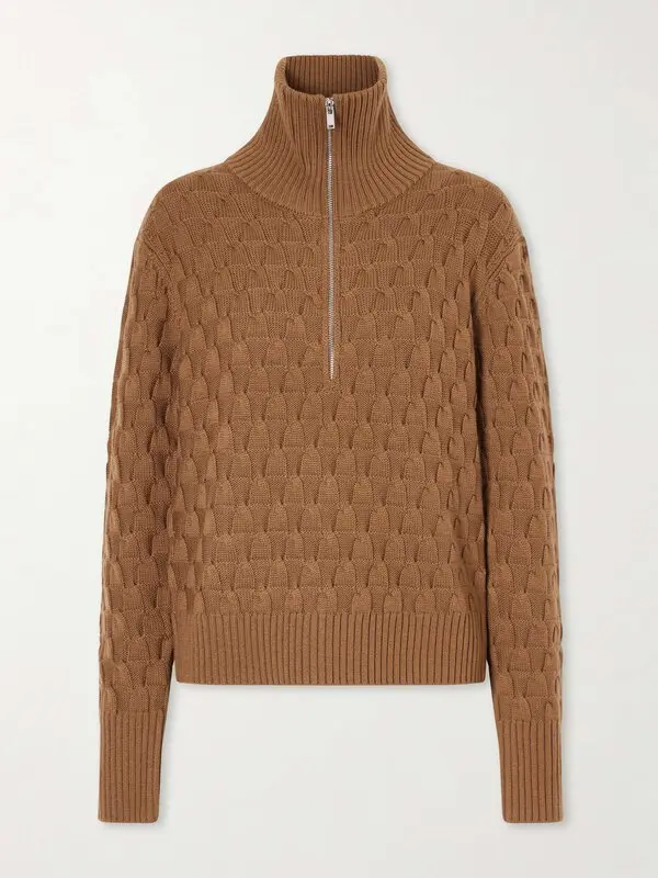 WALES BONNER Acoustic Knitted Wool Half-zip Turtleneck Sweater